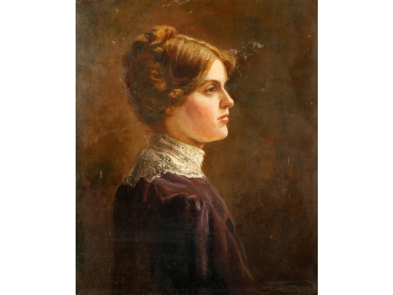 Richard B. Ogle | A profile portrait of a young lady wearing a purple ...