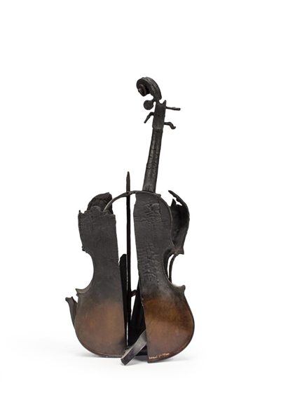 Arman | Untitled (Burnt violin with bow) (2004) | MutualArt