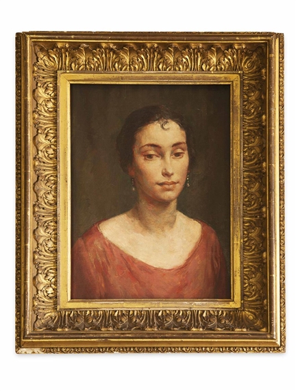 James Ardern Grant | PORTRAIT OF A LADY IN A RED DRESS | MutualArt