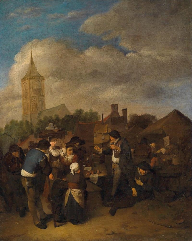 Cornelis Bega | Village market scene with quack doctor | MutualArt