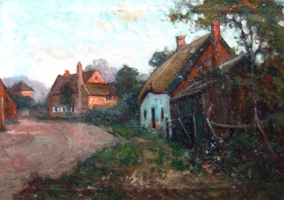 Fred S. Merriman | Village scene with cottage | MutualArt