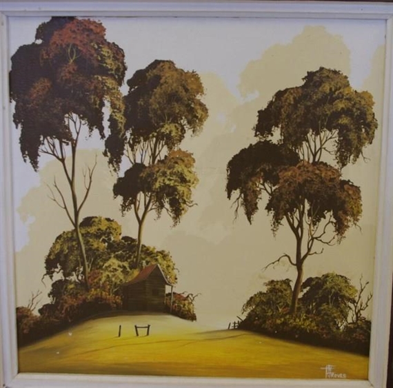 Thomas Groves | Untitled, hut in landscape scene | MutualArt