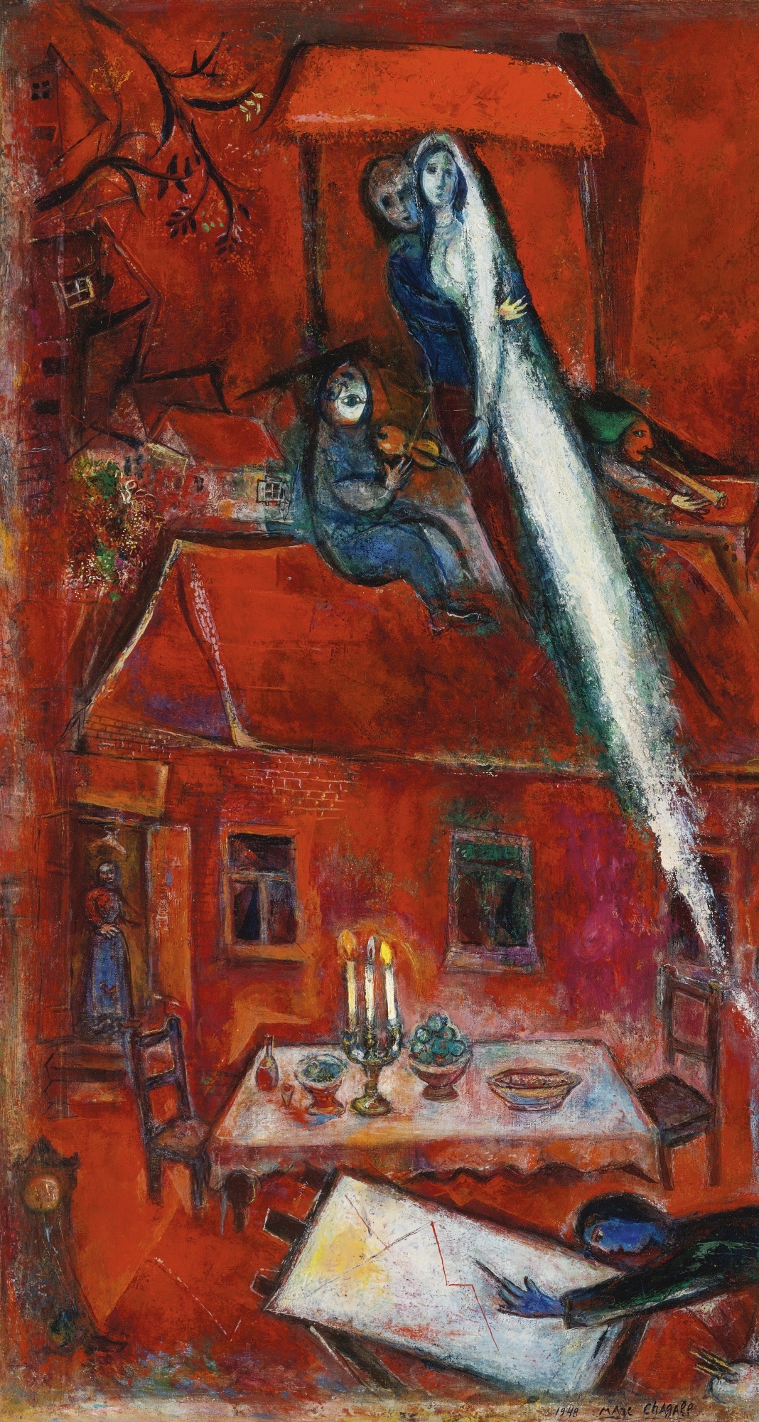 Marc Chagall | CRÉPUSCULE OU LA MAISON ROUGE (1948) | MutualArt