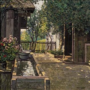 Josef Stoitzner | Sunny courtyard (1917) | MutualArt