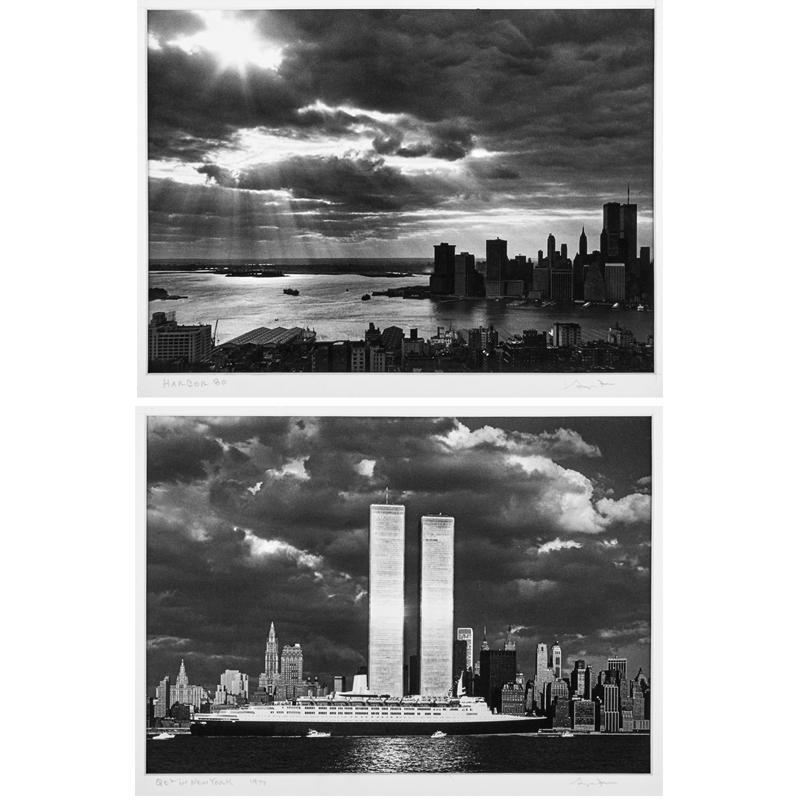 George Forss | 3 works: Harbor ; QE2 in New York; Brooklyn Bridge ...
