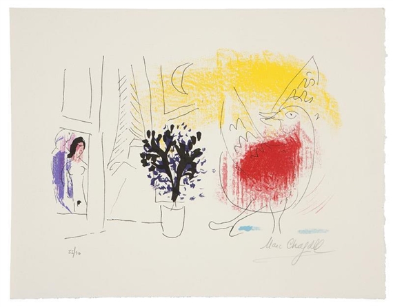 Chagall Marc | Le Coq Rouge (1957) | MutualArt