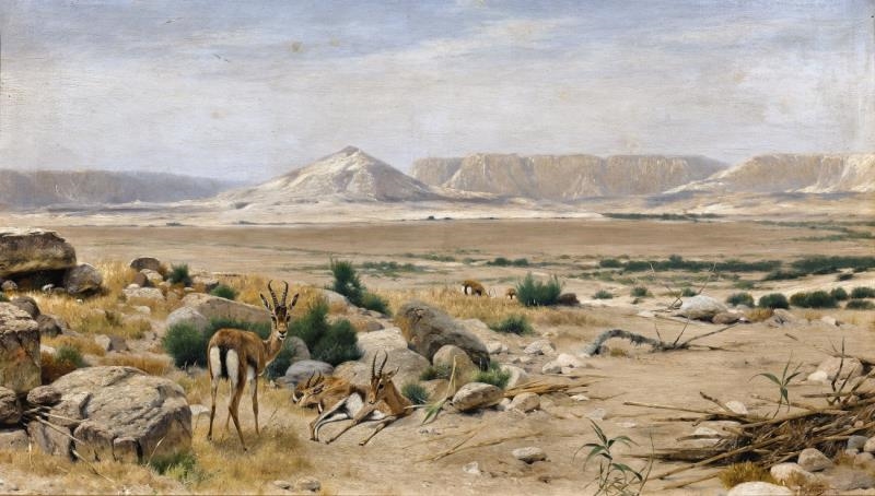 Richard Friese | South African Landscape with Springboks | MutualArt