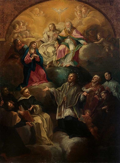 Sebastiano Conca | SAINTS WITH THE VIRGIN AND THE HOLY TRINITY | MutualArt