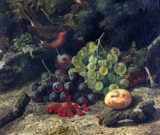 William Duffield | Still lifes of blue tits, grapes, redcurrants and a ...