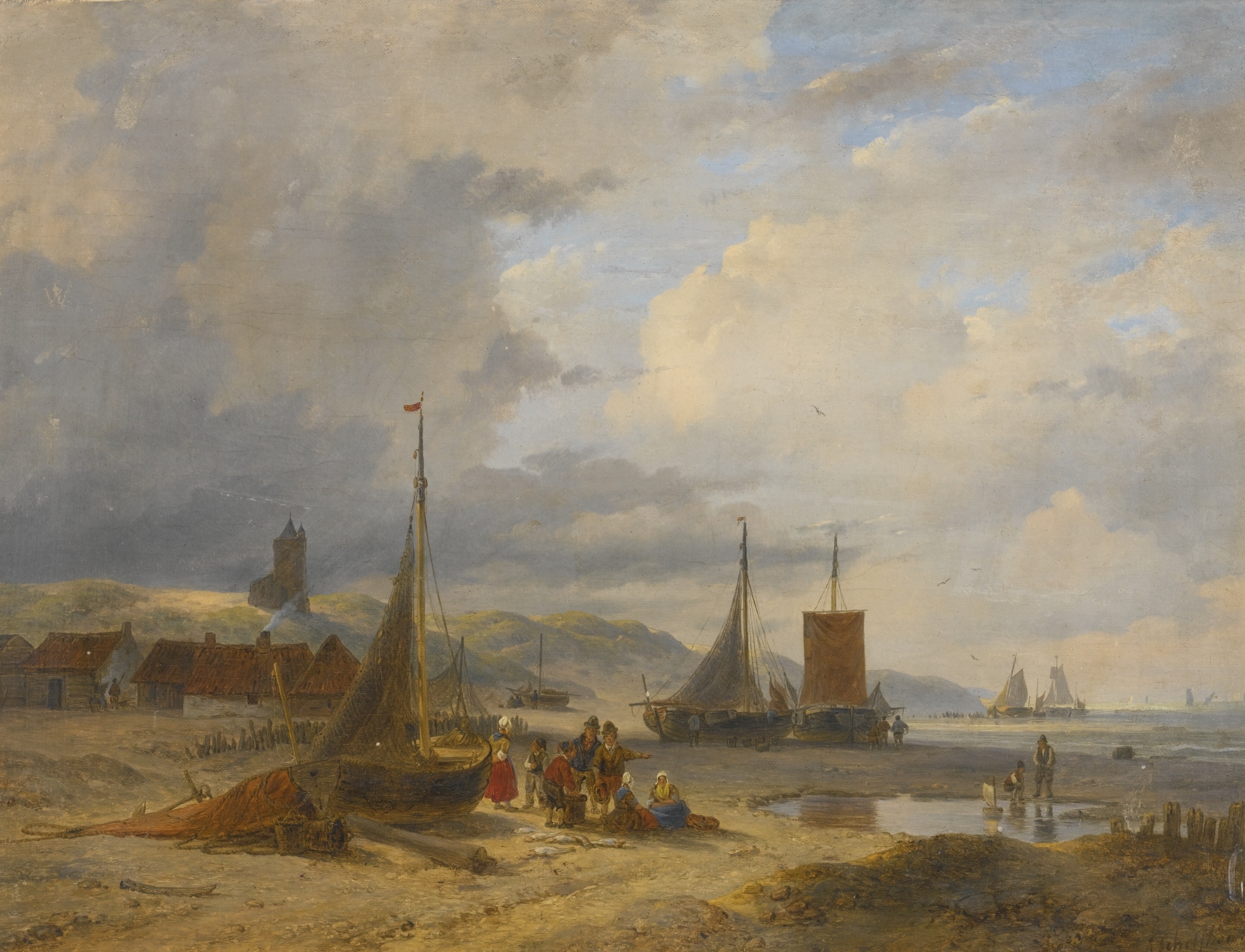 Andreas Schelfhout | Fishing By The River | MutualArt