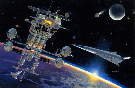 Robert T. McCall | Space Plane in Earth Orbit - 2,000 A.D. (1986 ...