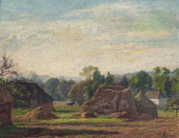 Charles-Jean Agard | 3 Works: Un Paysage de Foin en Face D'Une Ferme ...