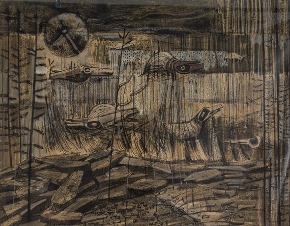 Bruno Joseph Bobak | UNTITLED Landscape With Birds | MutualArt