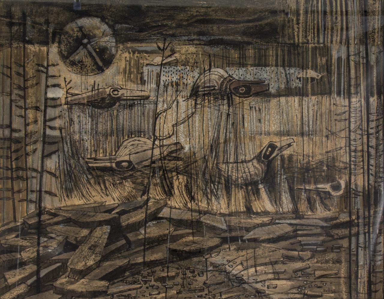 Bruno Joseph Bobak | UNTITLED Landscape With Birds | MutualArt