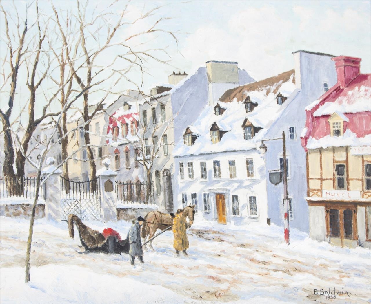 Betty Baldwin | FIGURES WITH HORSE DRAWN SLEIGH, QUEBEC CITY (1956 ...