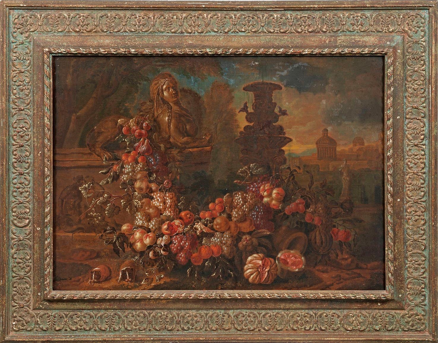 Pieter Gysels | Still life of fruit with guinea pigs (1650) | MutualArt