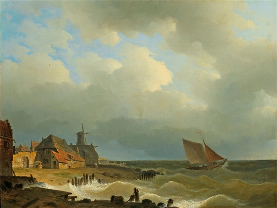 Herman Henry op der Heyde | A fishing boat off the Dutch coast (1843 ...