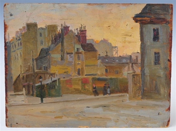 Arthur James Emery Powell | City Street Scene with Figures double sided ...