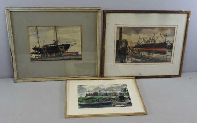 Vance Locke, Jr. | Three 1930's Watercolors of Boats | MutualArt