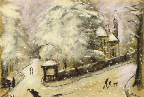 Laurence Stephen Lowry | Collaborative pastel drawing depicting the ...