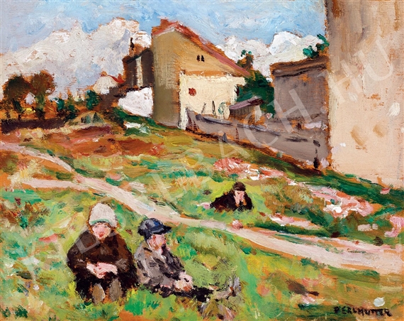 Izsák Perlmutter | Children on the Hill-Side (1926) | MutualArt