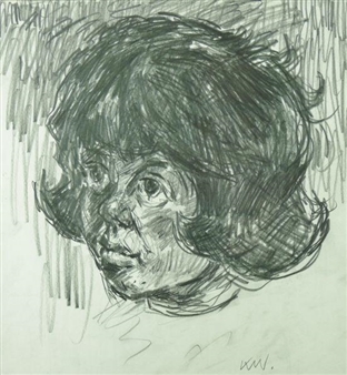 Kyffin Williams | sketch portrait of a farmer in a peaked cap (2004 ...