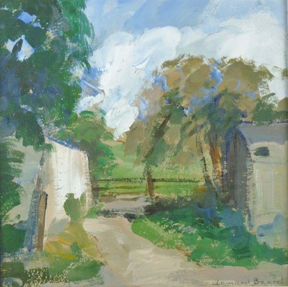 Leonard Beard | rural scene with outbuildings | MutualArt