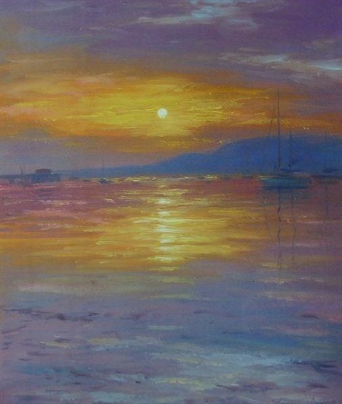 Steven Jones | sunset scene over the Menai Straits at Beaumaris | MutualArt