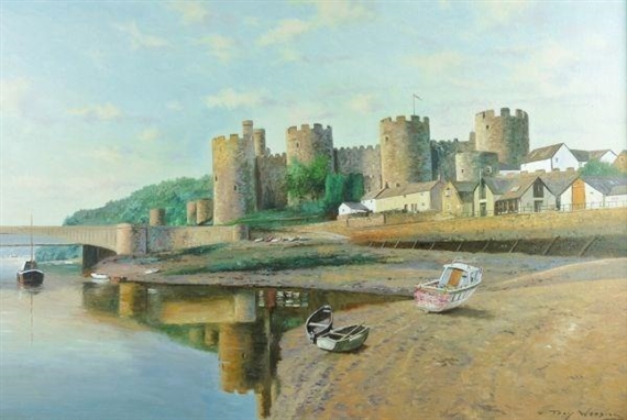 Tony Wooding | Lions and buffalo by a River | MutualArt