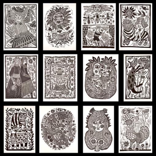 Barbara Hanrahan | 12 Works: Girl with Birds; Cat and Birds and the Sun ...