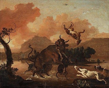 Abraham Daniel | Dogs attacking a bull | MutualArt