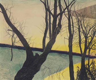 Léon Spilliaert | Trees by the Water (1918) | MutualArt