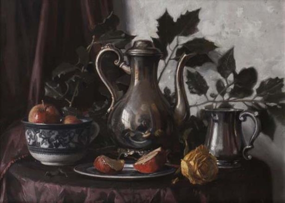 Oisin Roche | Still Life with Kettle and Rose (2015) | MutualArt