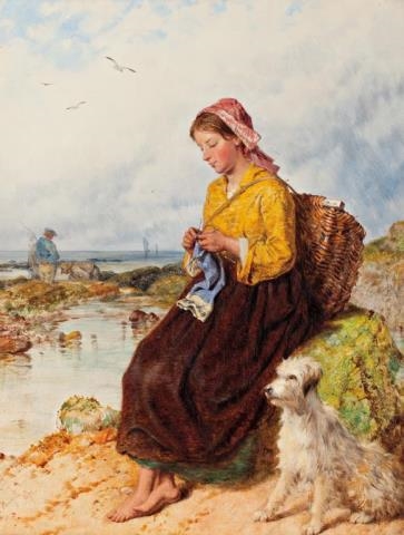 Isaac Henzell | Knitting Baby's Clothes (1870) | MutualArt