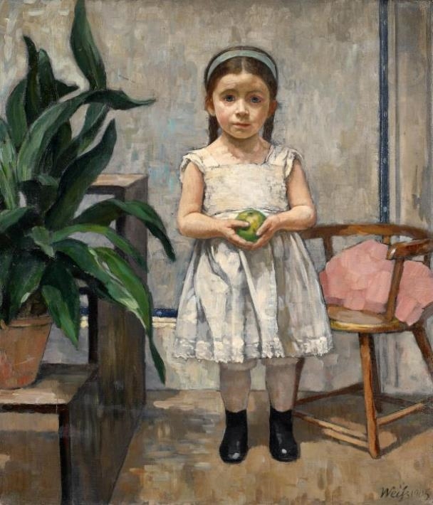 Emil Rudolf Weiss | Young Girl with a Green Apple (1905) | MutualArt
