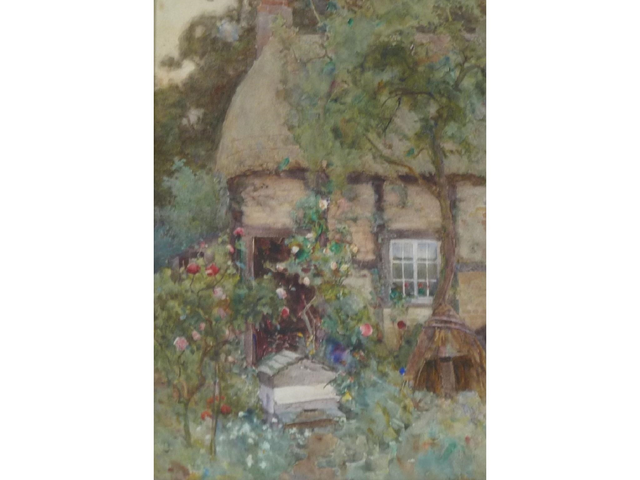 Samuel Towers | Thatched cottage and cottage garden with beehive ...