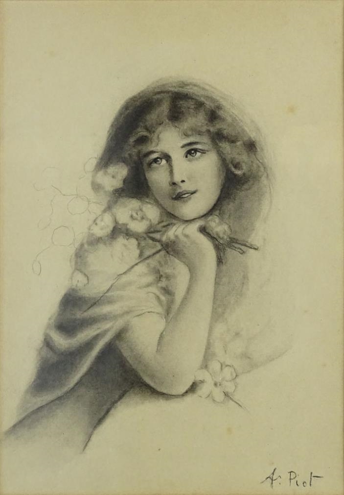 Étienne Adolphe Piot | Portrait of Woman With Flowers | MutualArt