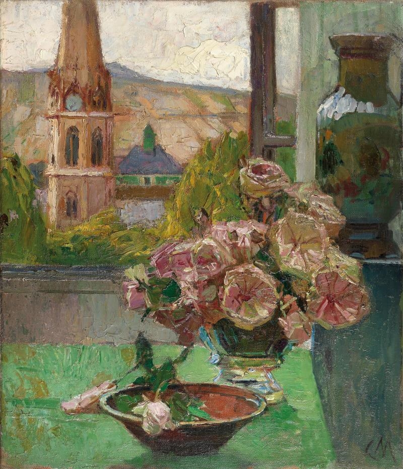 Carl Moll | St. Michael’s at Heiligenstadt with a floral still life ...