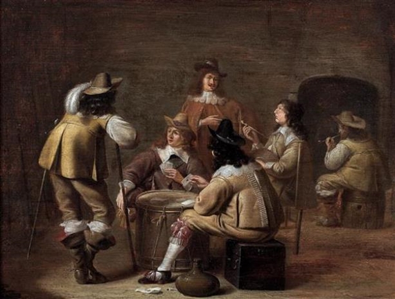 Jan Olis | Les joueurs de cartes Panneau de chêne | MutualArt