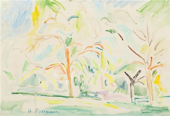 Hans Purrmann | Bodenseelandschaft mit Bäumen (1920 - 1925) | MutualArt