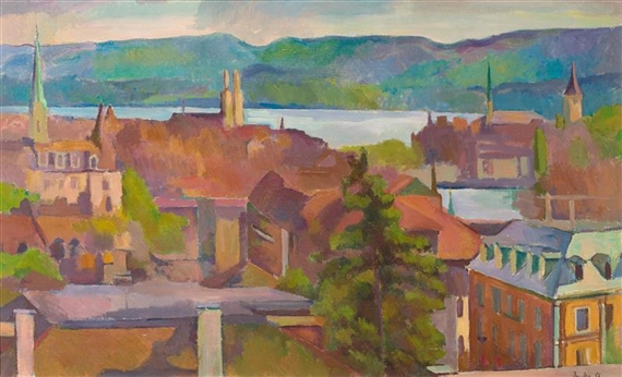 Rudolf Zender | View of Zurich (1956) | MutualArt