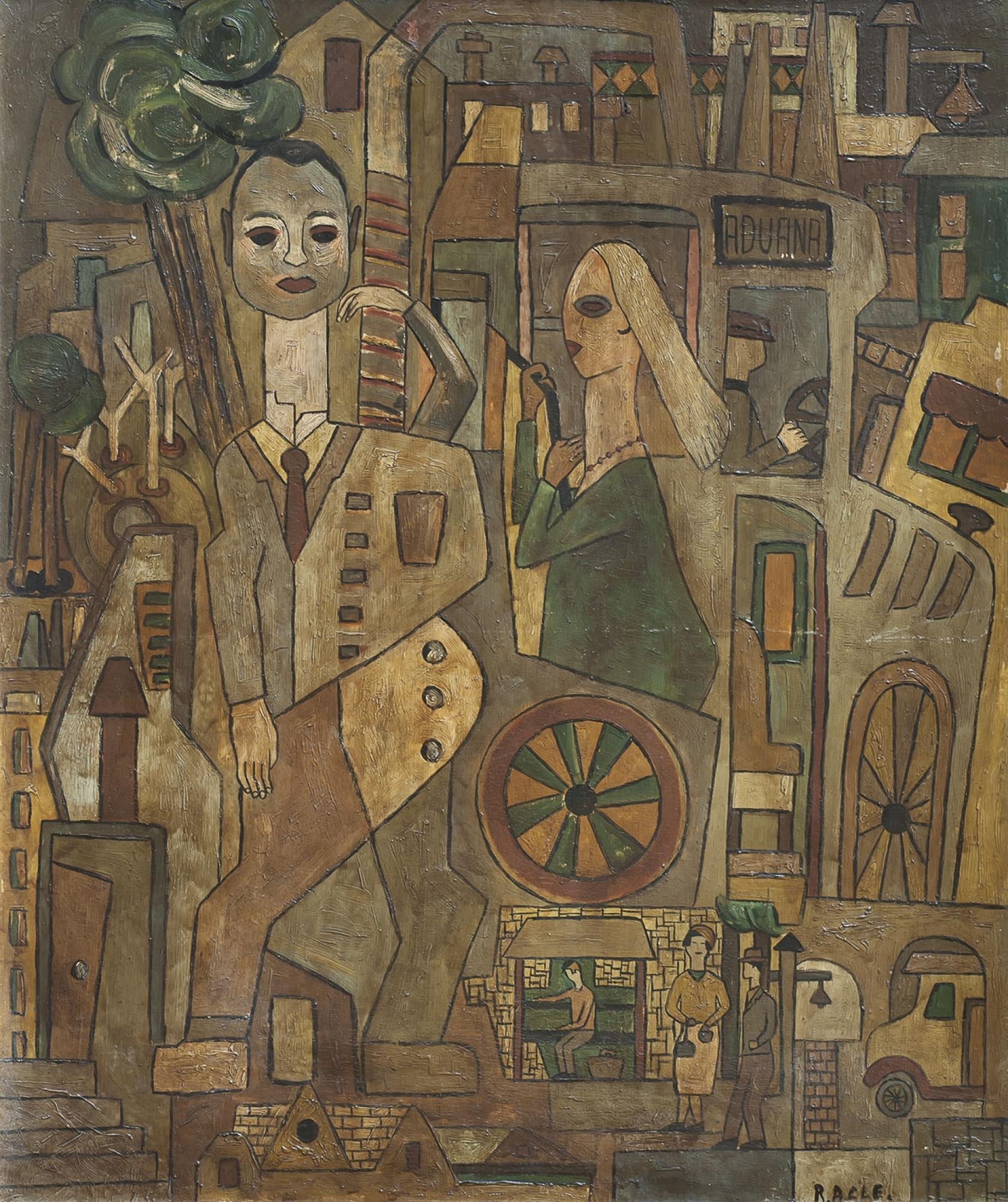 Rosa Acle | Escena de ciudad con personajes | MutualArt