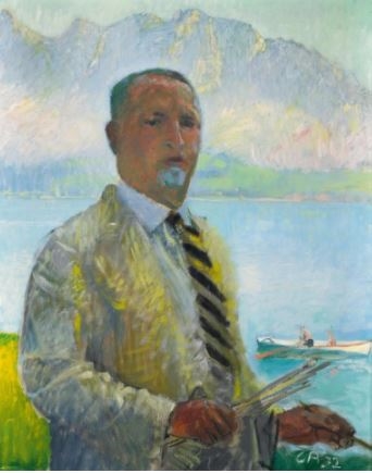 Cuno Amiet | Self portrait before Lake Thun and the Stockhorn chain ...