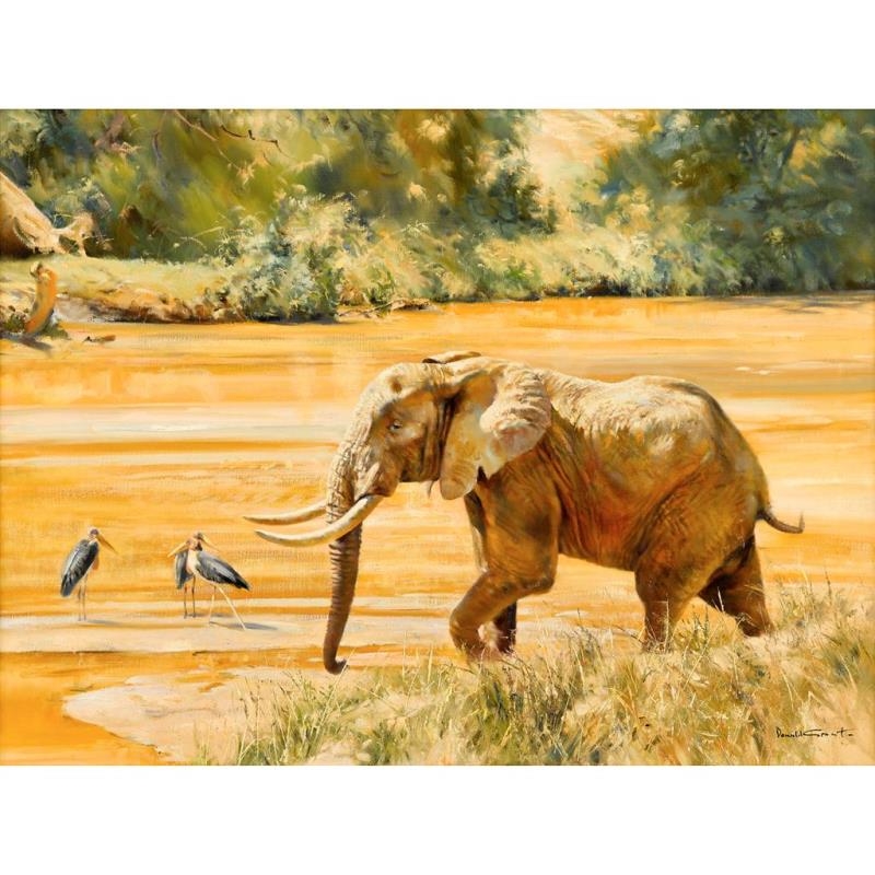 Donald Grant | ELEPHANT WITH EGRETS | MutualArt