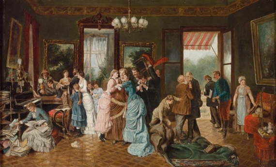 Austrian School, 19th Century | Salon Scene (Late 19th Century) | MutualArt