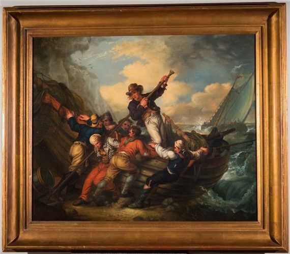 Mather Brown | Smugglers Pushing Off their Boat (1824) | MutualArt