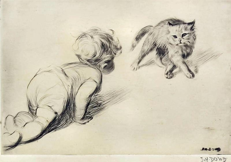 J. H. Dowd | Child and cat | MutualArt