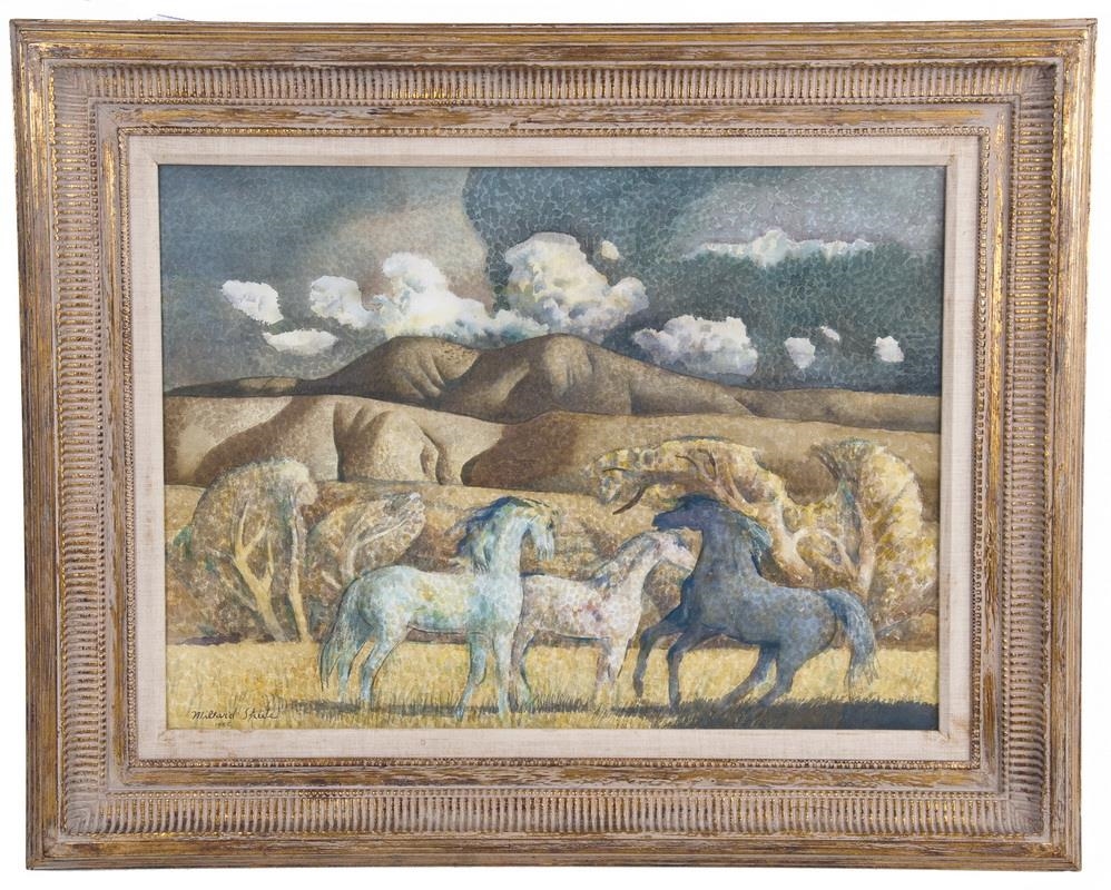 Millard Sheets | Horses in a landscape (Circa 1955) | MutualArt