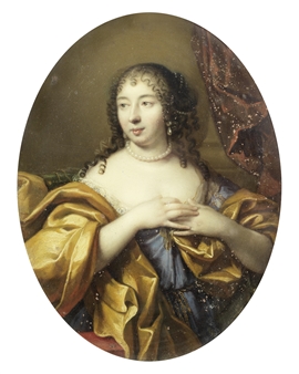 Pierre Mignard | Portrait of a lady, half-length, in a blue dress with ...