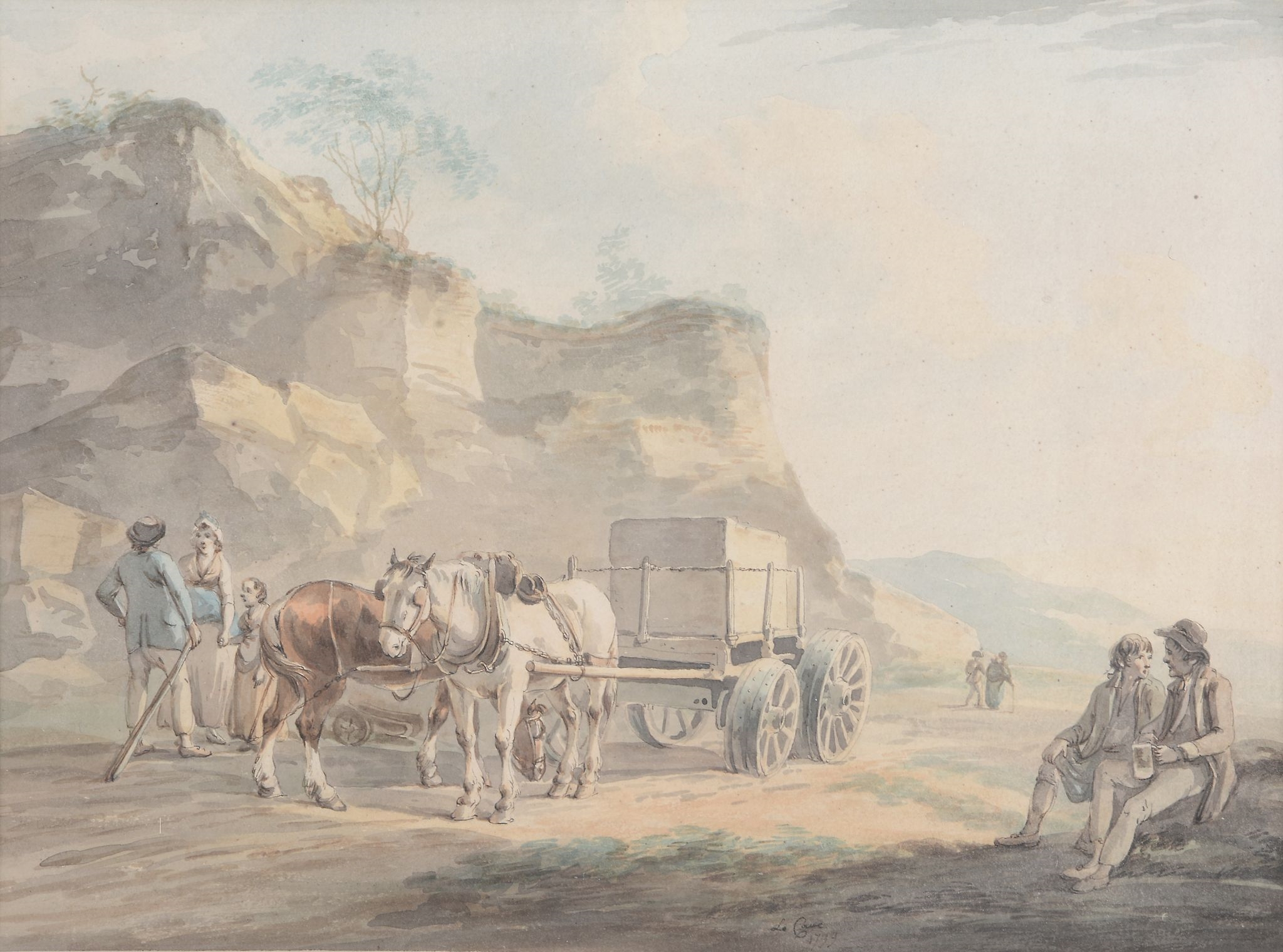 Peter La Cave | Travellers resting, with horse-drawn wagon (1799 ...